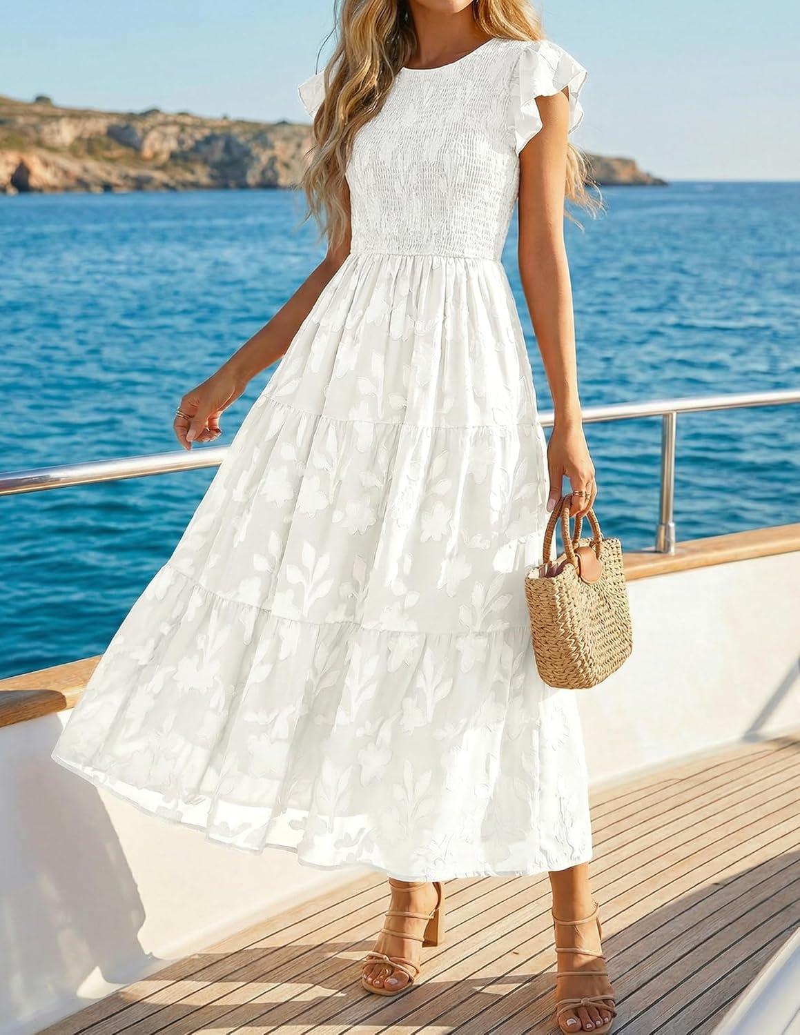 ZESICA Women’s Summer Boho Floral Midi Dress 2026 Casual Flutter Short ...