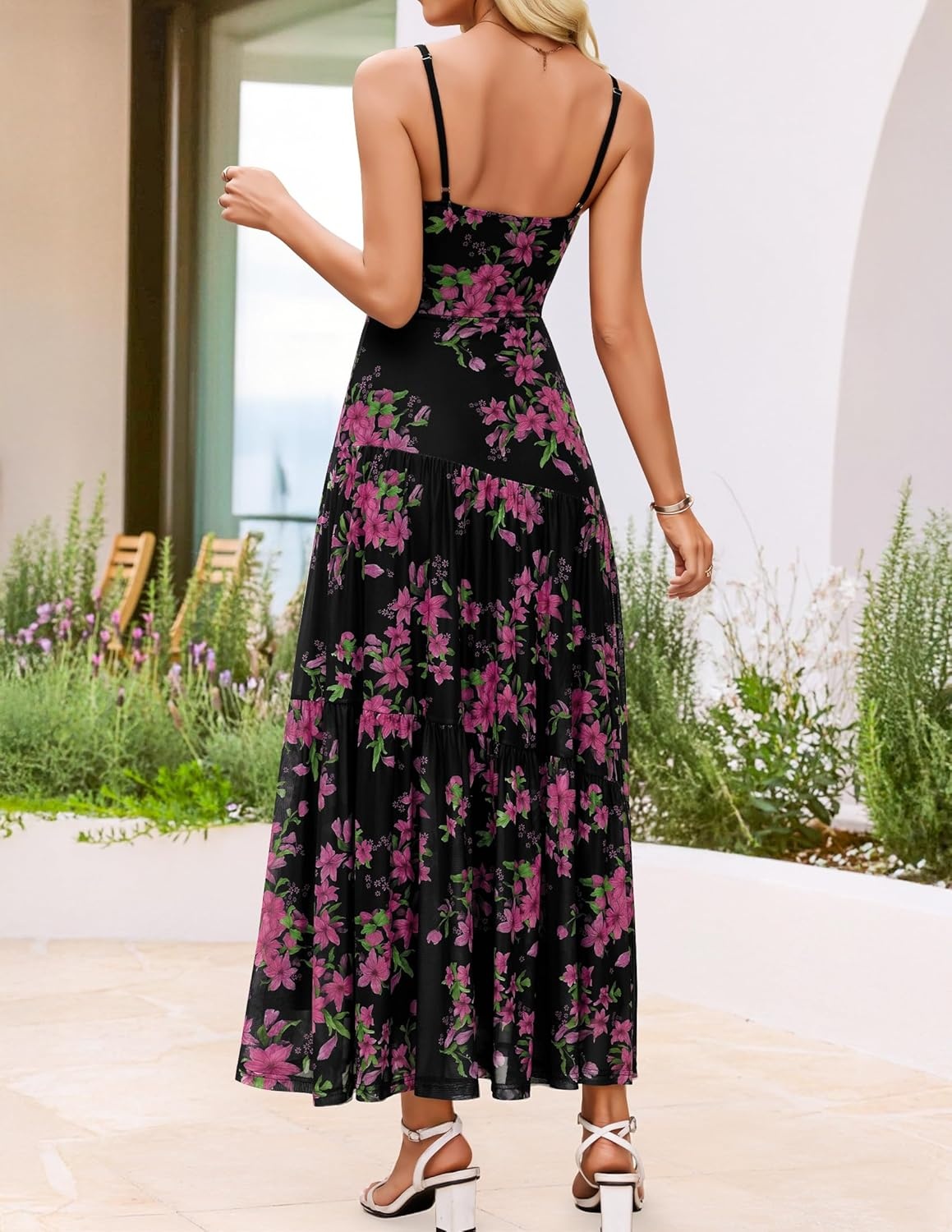ZESICA Women’s Summer Floral Sleeveless Maxi Dress 2026 Boho Mesh ...