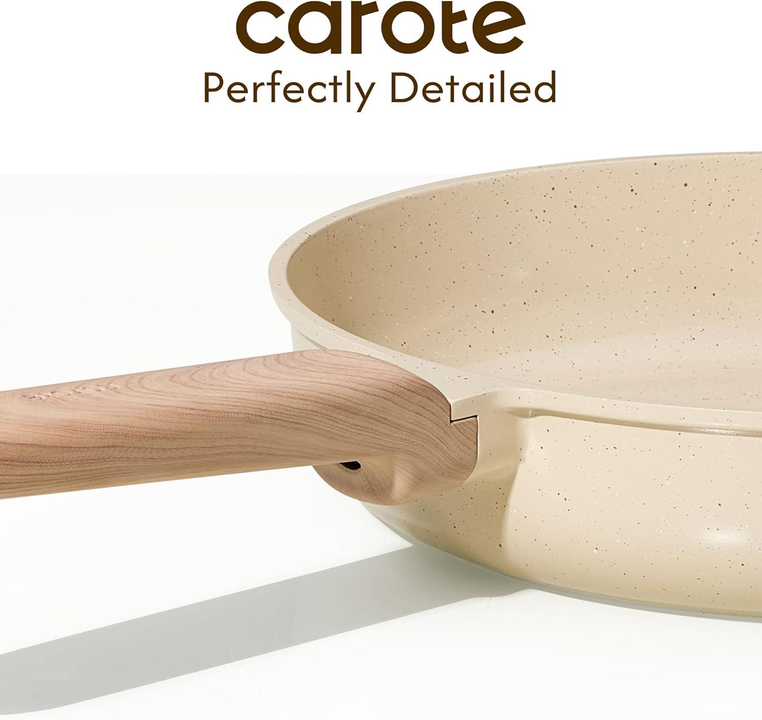 CAROTE 10″ Frying Pan Set, Non-Toxic PTFE & PFOA Free Fry Pan & Omelet ...