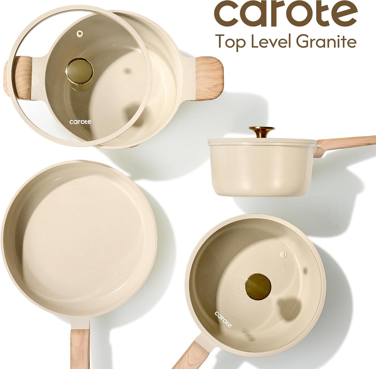 CAROTE 14Pcs Pots and Pans Set Non stick, Ceramic Cookware Set, Non ...