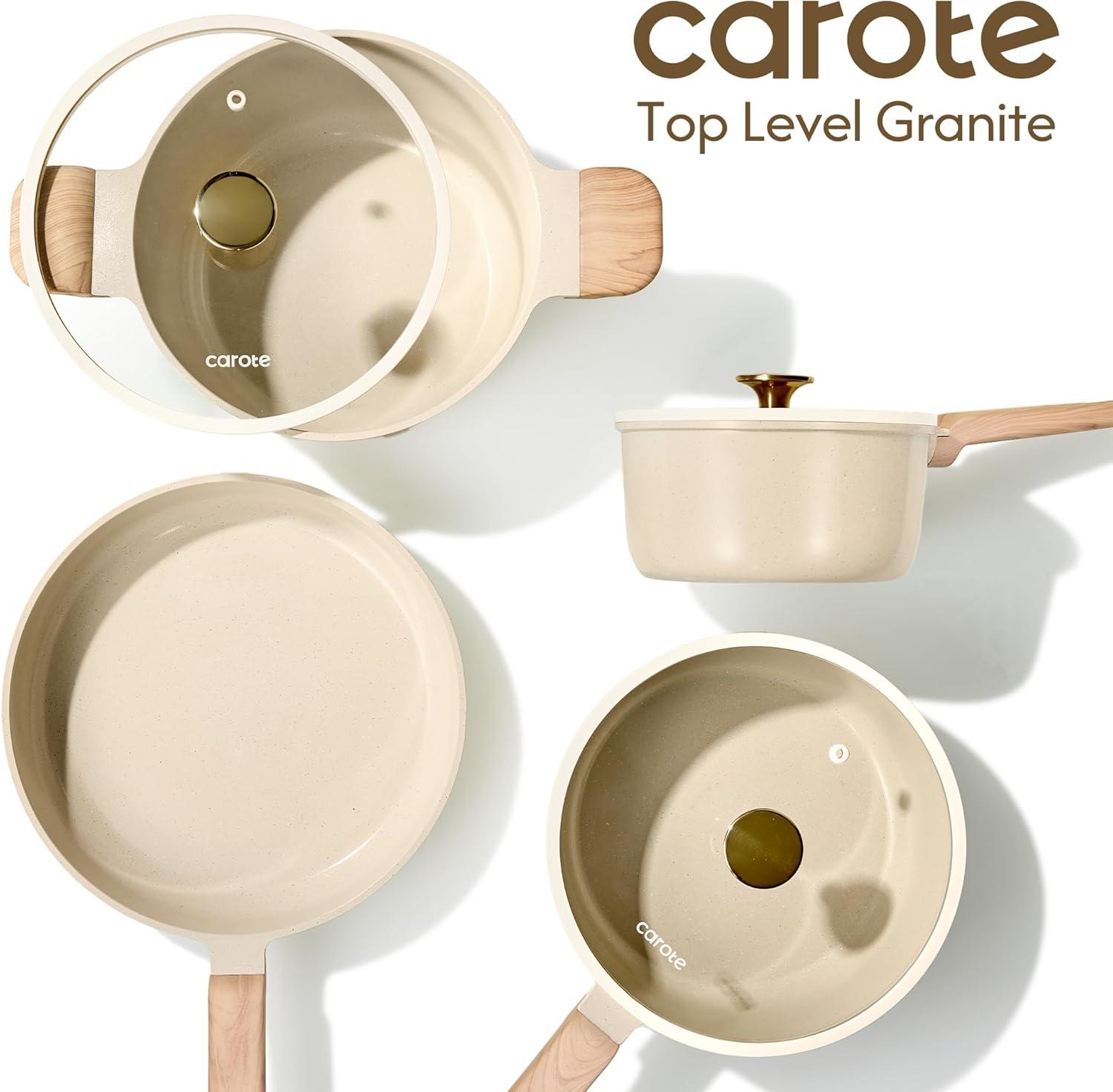 CAROTE 14Pcs Pots and Pans Set Non stick, Ceramic Cookware Set, Non ...